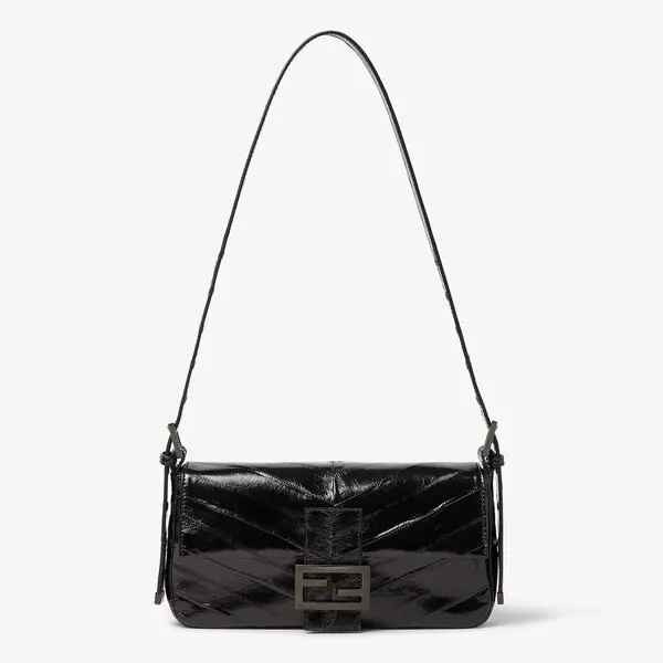 Fendi Baguette® 26424 Black Inlaid Hagfish Leather Bag